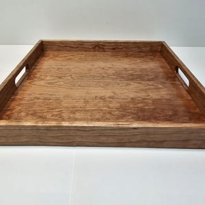20"x20" Cherry Wood Square Ottoman Tray / Serving Tray With Handles - Etsy