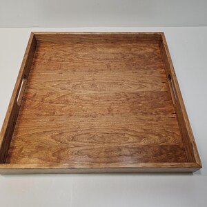 20"x20" Cherry Wood Square Ottoman Tray / Serving Tray With Handles - Etsy