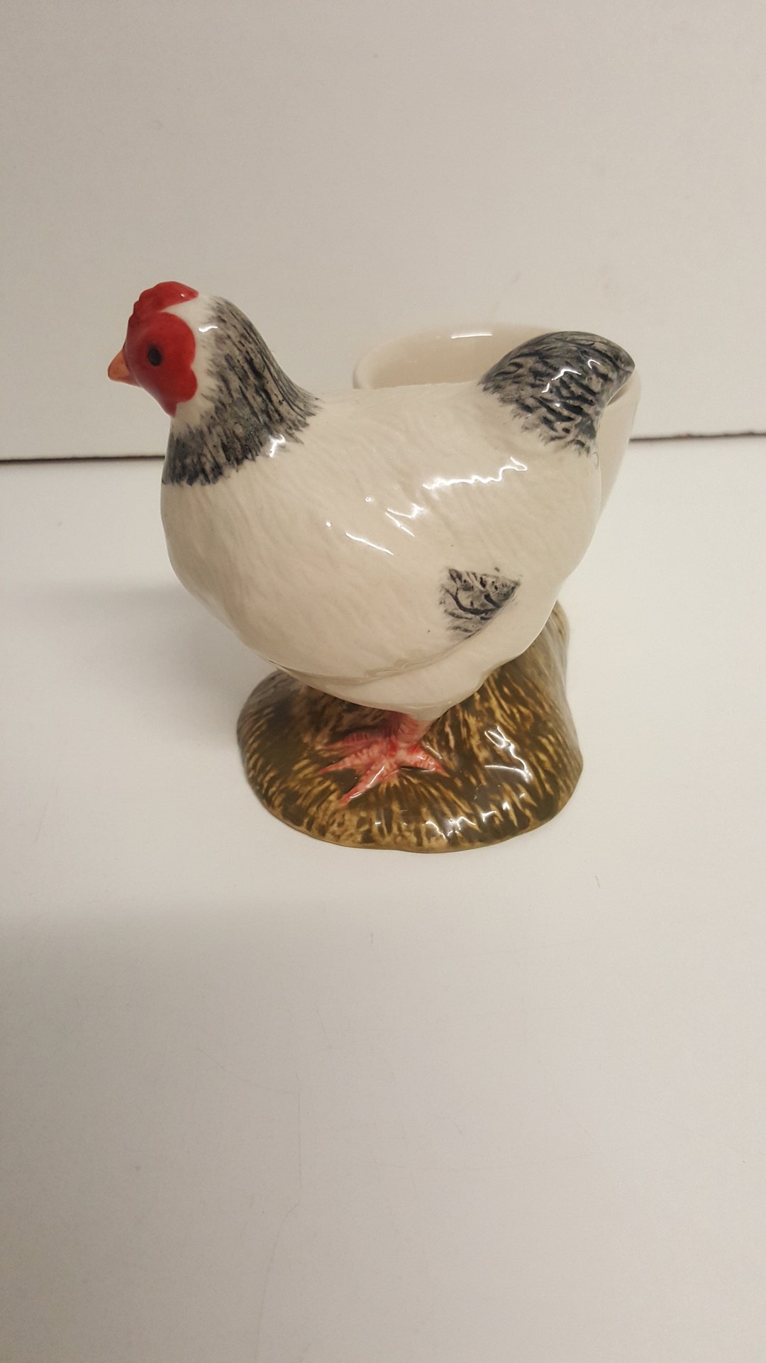 Vintage Quail Pottery Chicken Egg Cup Novelty White Red Grey - Etsy