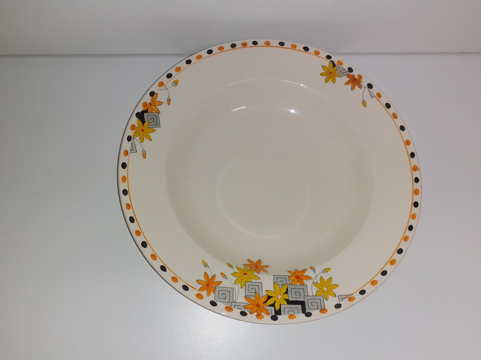 Solian Ware Soho Pottery Hand Painted Orange Yellow Flowers Black ...