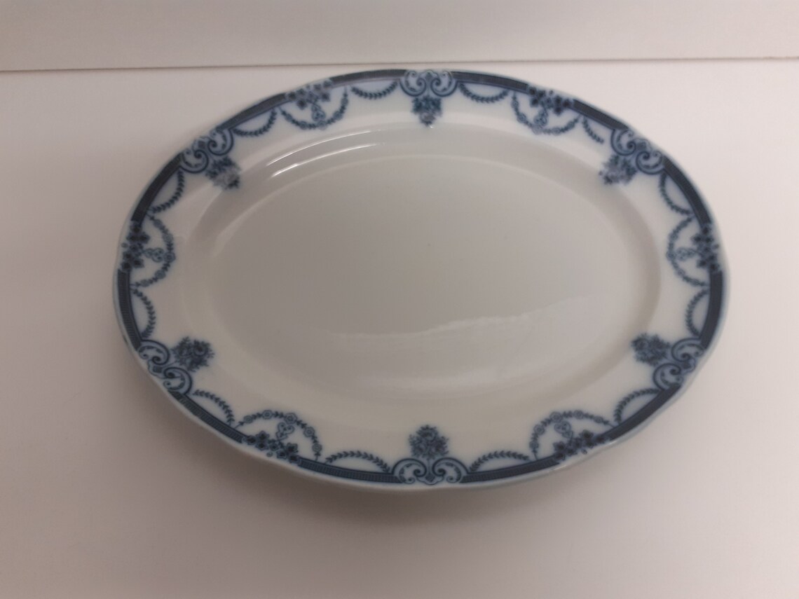 Antique Keeling & Co Losol Ware Evesham Pattern Oval Blue White Serving ...