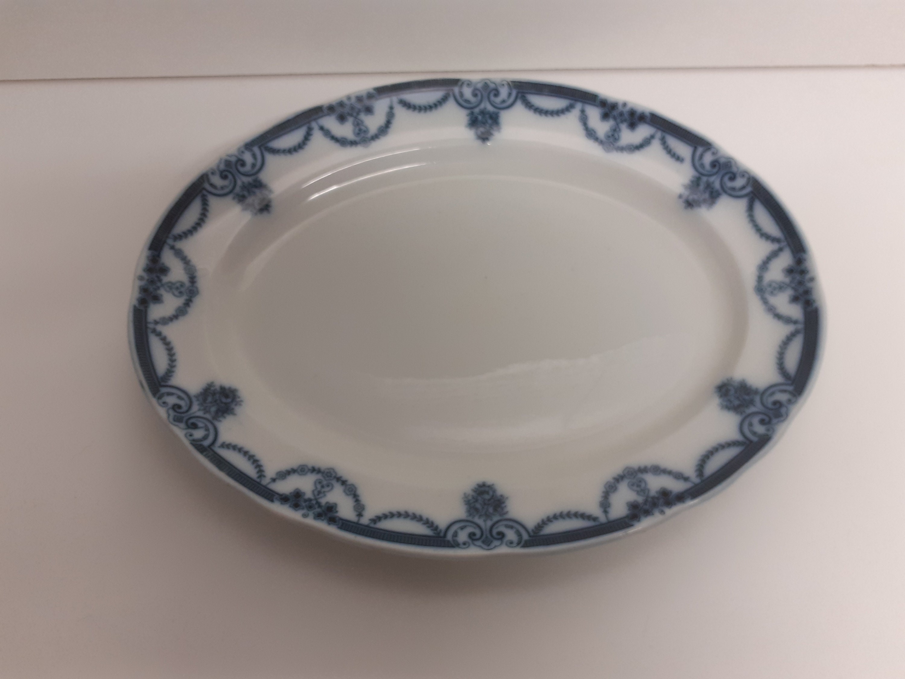 Antique Keeling & Co Losol Ware Evesham Pattern Oval Blue White Serving ...