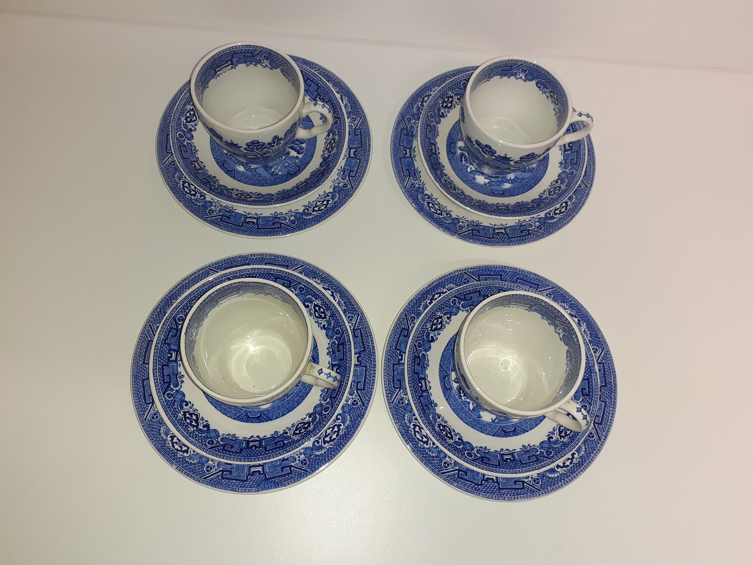 Vintage Ridgway Potteries Willow Pattern Set of 4 Trio's - Etsy