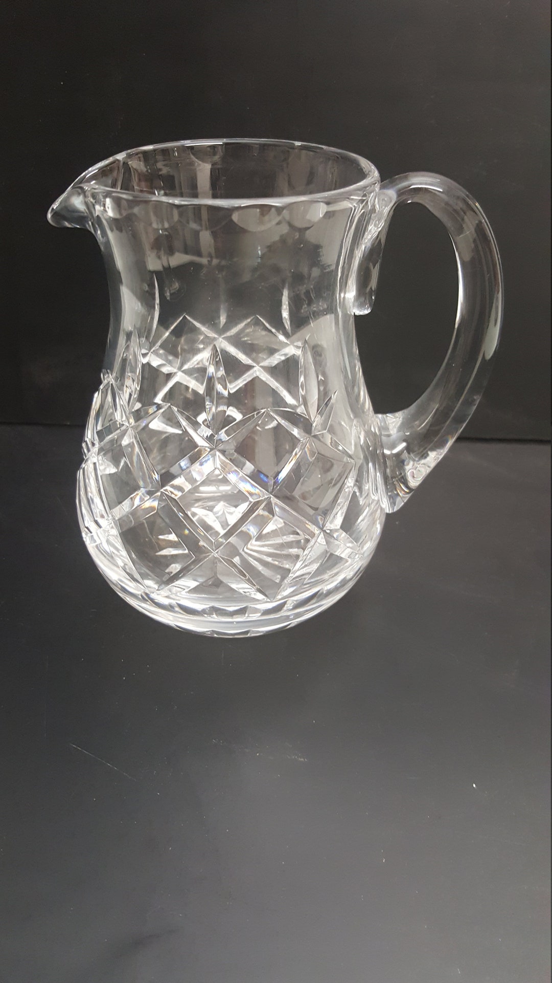 Vintage Crystal Water Milk Jug Criss Cross Pattern 5 3/4 Inches - Etsy