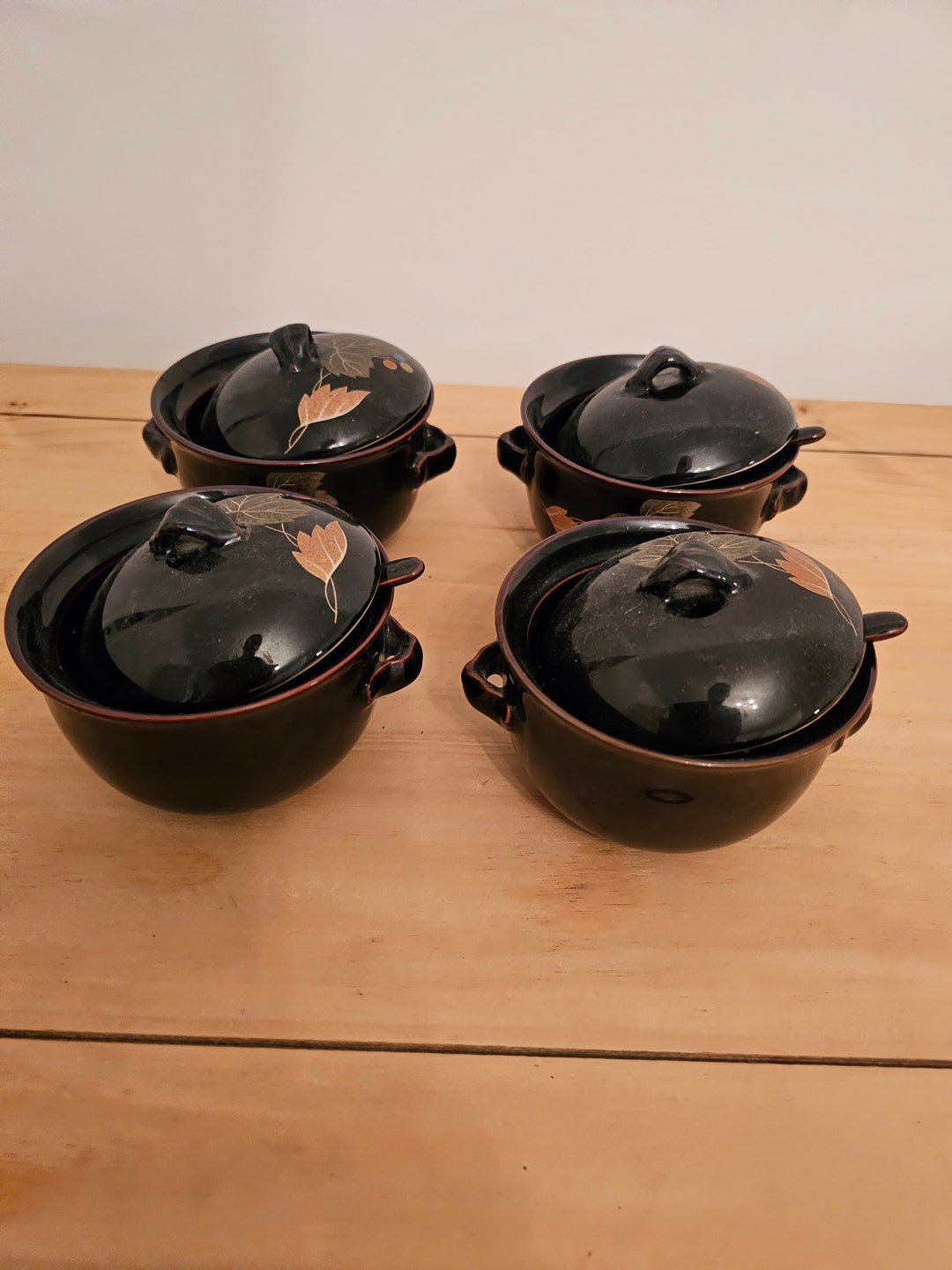 Vintage Set of 4 China Lidded Chinese Soup Bowls and Spoons - Etsy