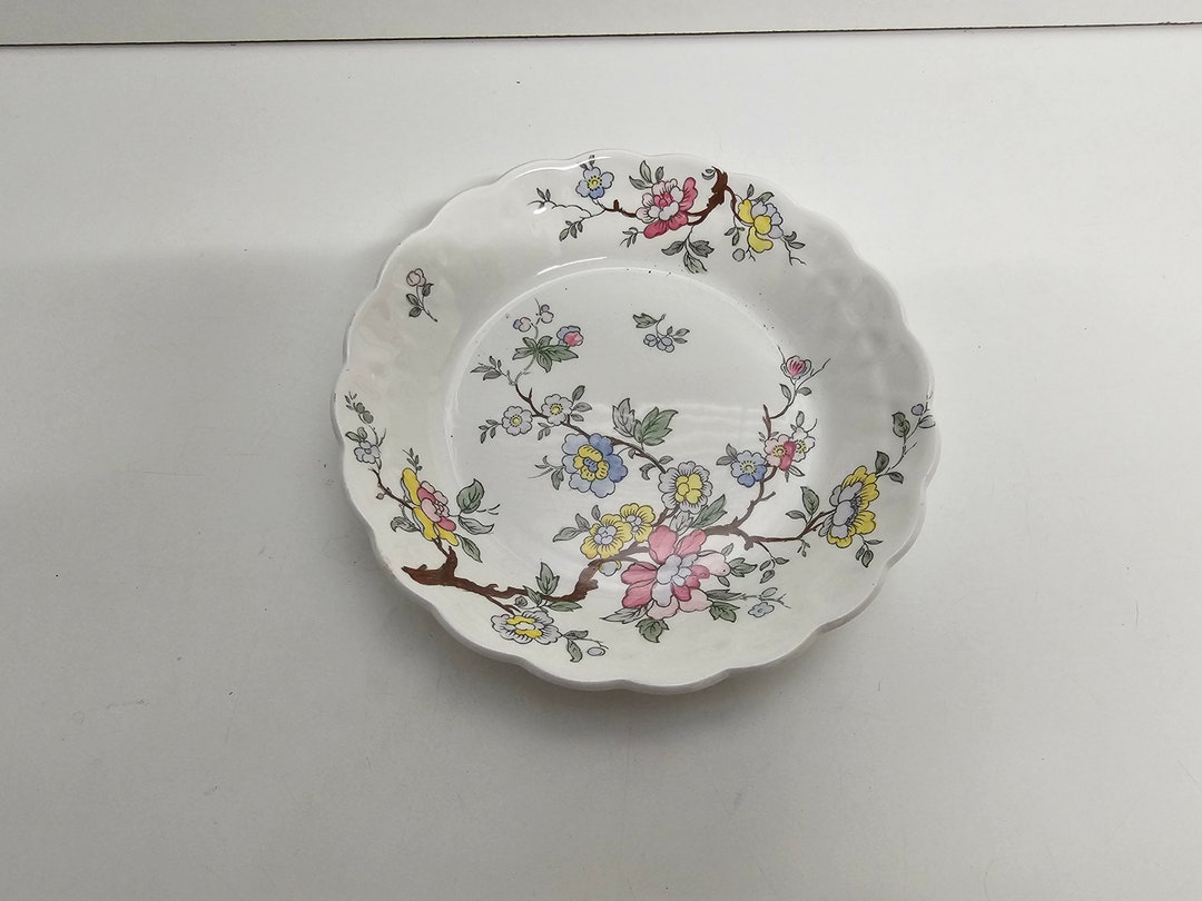 Antique Booths Chinese Tree Pattern A8001 Fluted Soup Pudding Bowl 7 1 ...