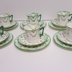Antique 1920s Royal Albert Pattern 2457H Green Garlands Poppies Red ...