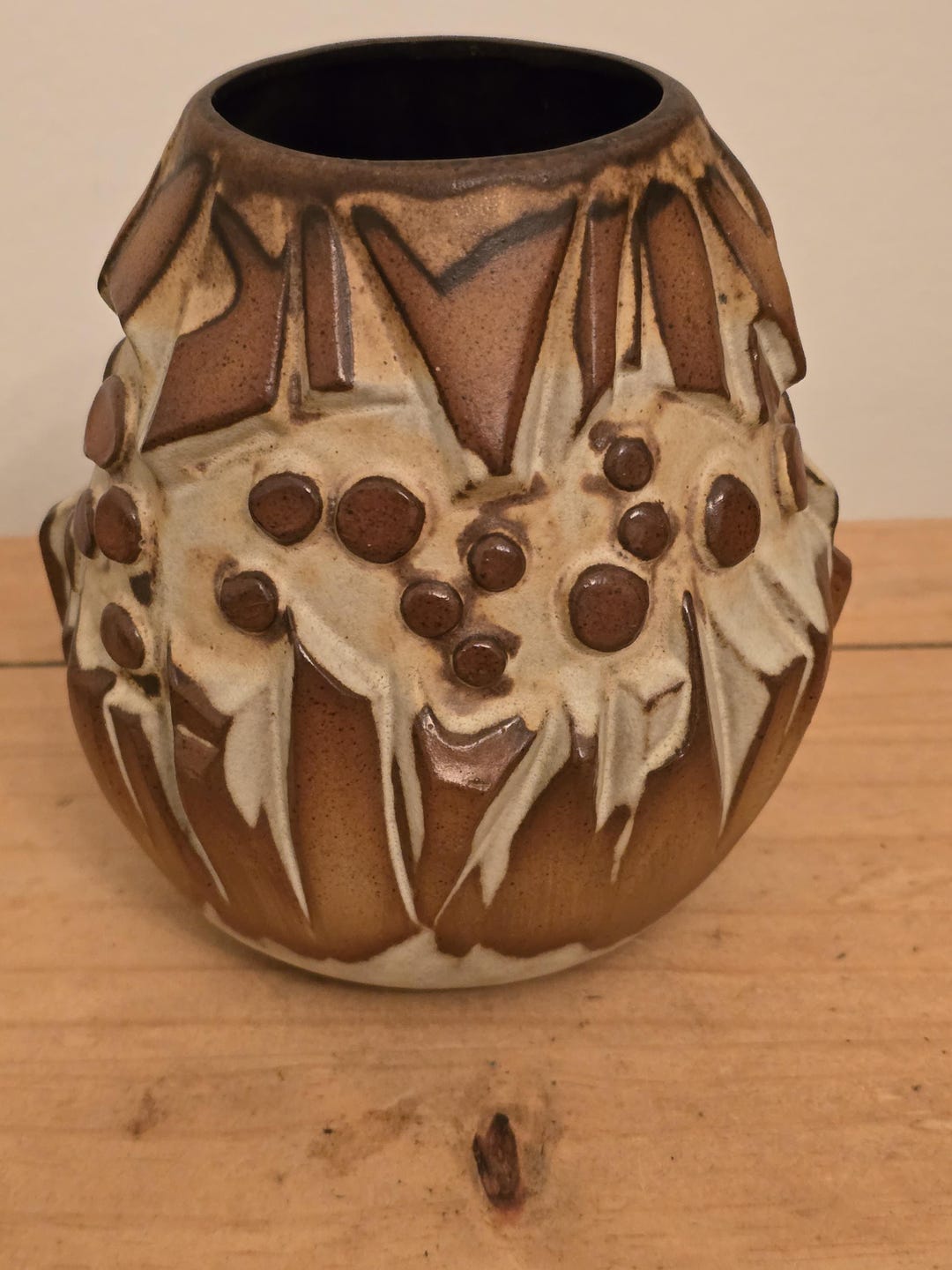 Vintage Studio Pottery Cornish Style Hand Crafted Cream Beige Brown ...