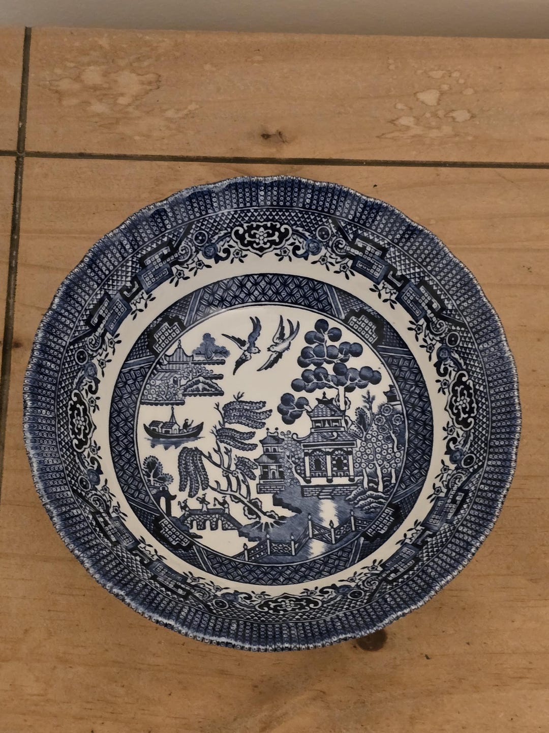 Vintage Churchill China Willow Pattern Fluted Soup Pudding Bowl 6 3/8 ...