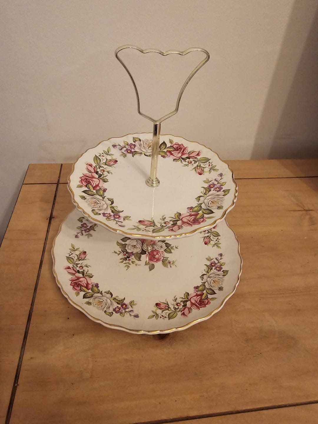 Vintage 2 Plate Old Foley James Kent Pottery Harmony Rose Pattern Cake ...