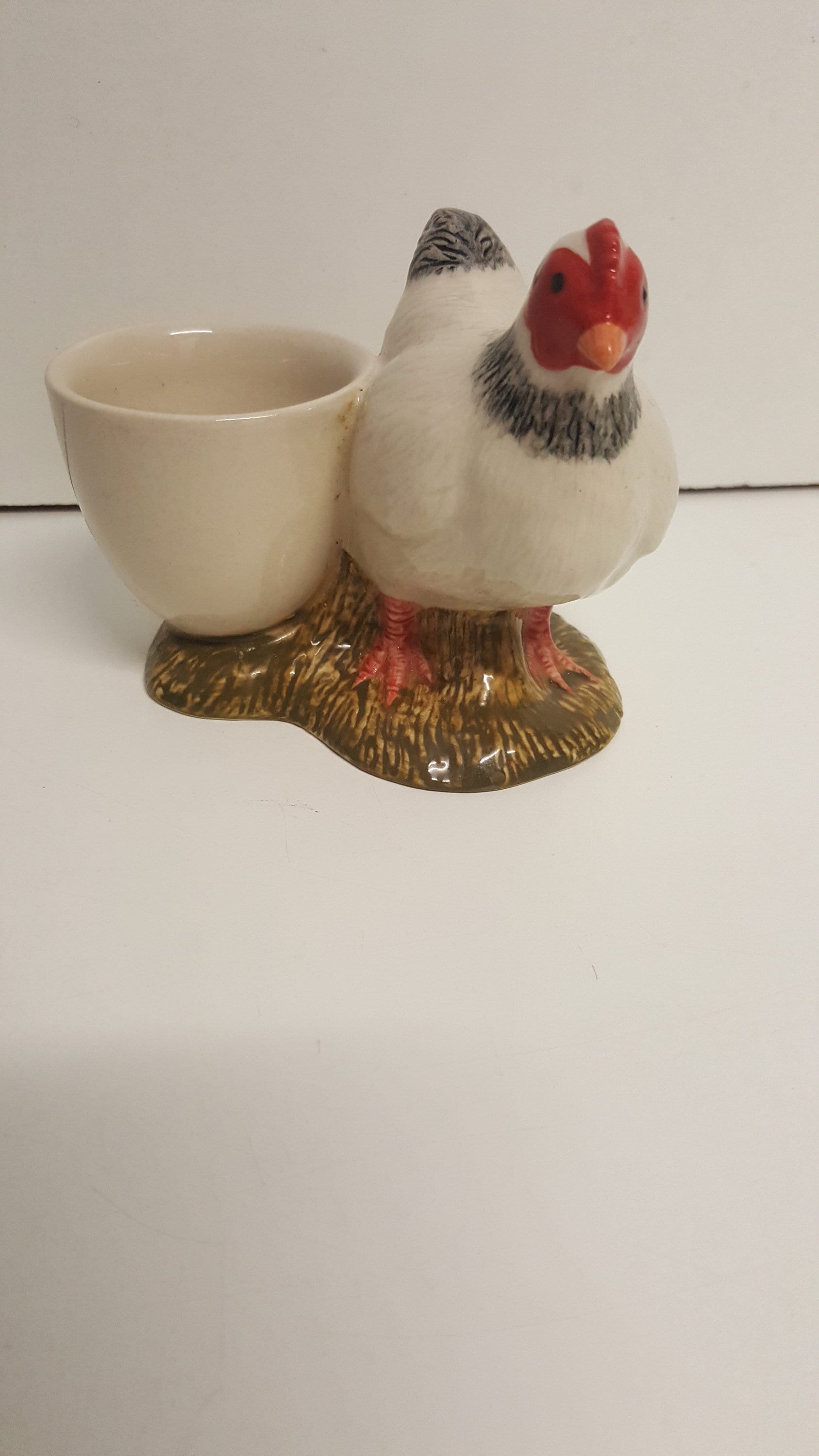 Vintage Quail Pottery Chicken Egg Cup Novelty White Red Grey - Etsy