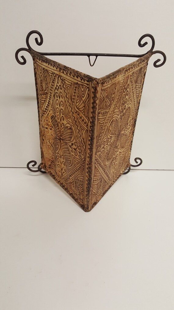 Vintage Moroccan Henna Pig Skin Leather Wall Hanging Lamp - Etsy