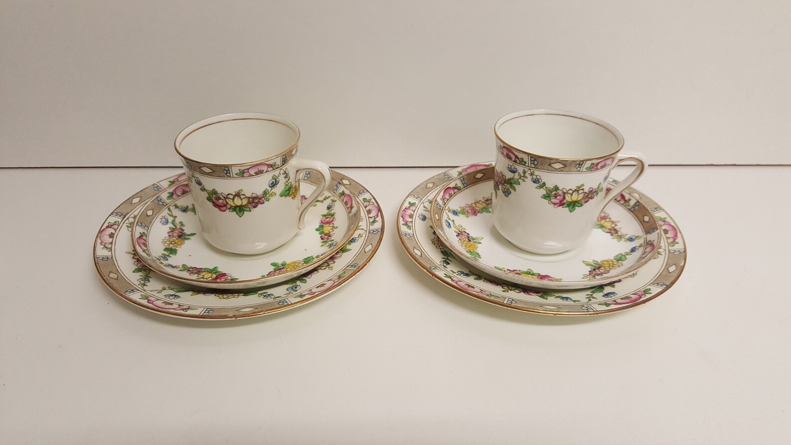 Vintage Balmoral China Pattern 7176 Set of 2 Trio's Cups Saucers and ...