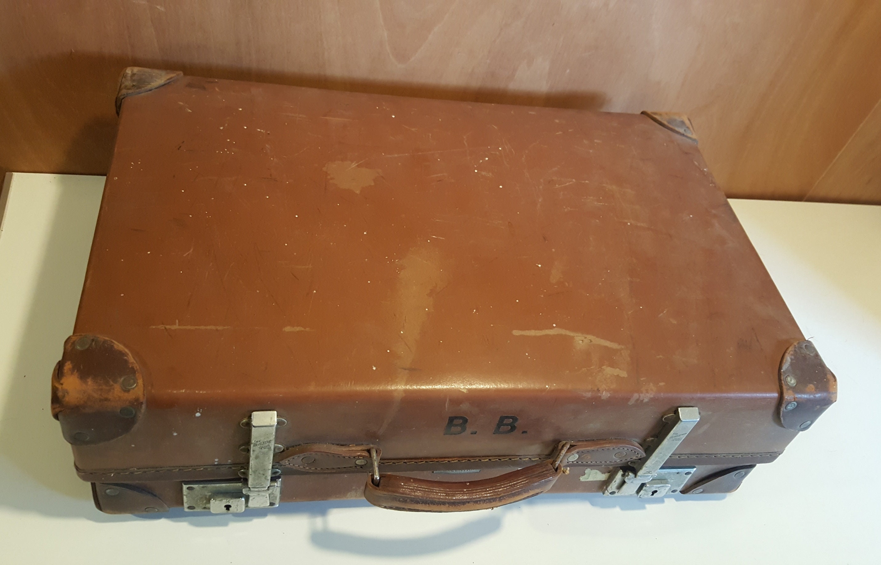 Vintage Revelation Suitcase Vulcanized Fibre and Leather Retro Luggage ...