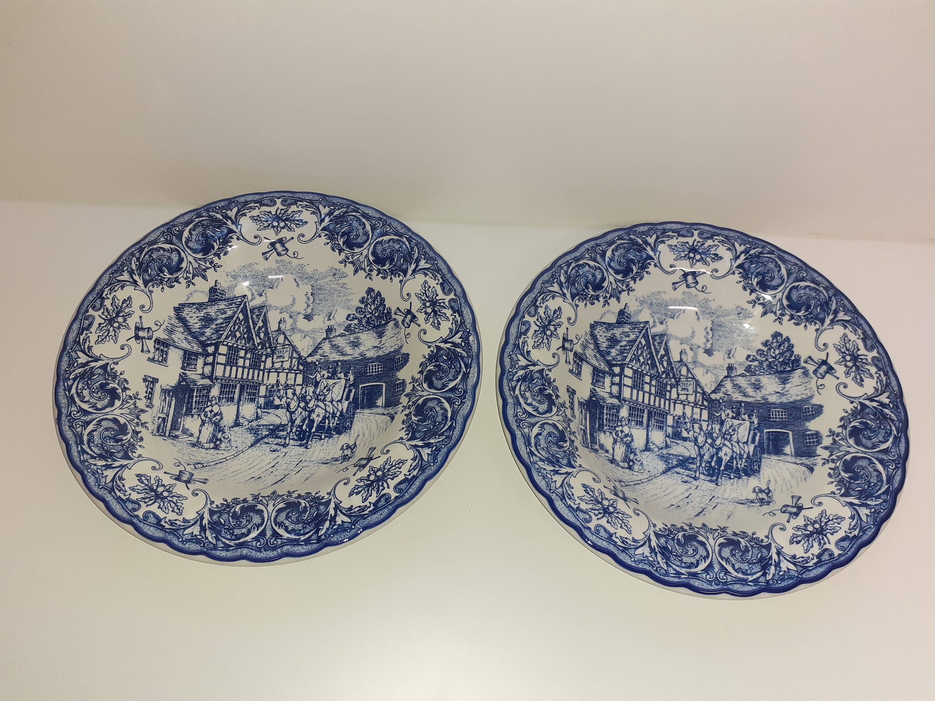Vintage Staffordshire Tableware Blue White Staffordshire Life Pattern ...