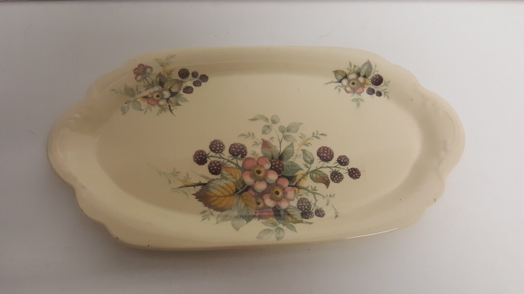Vintage J G Meakin Sunshine Retro Oval Plate Cream Bramble Pattern 10 3 ...