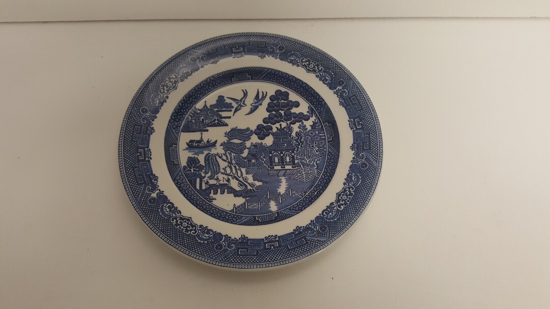 Vintage Johnson Brothers Willow Pattern Plate 7 3/4 Inches - Etsy