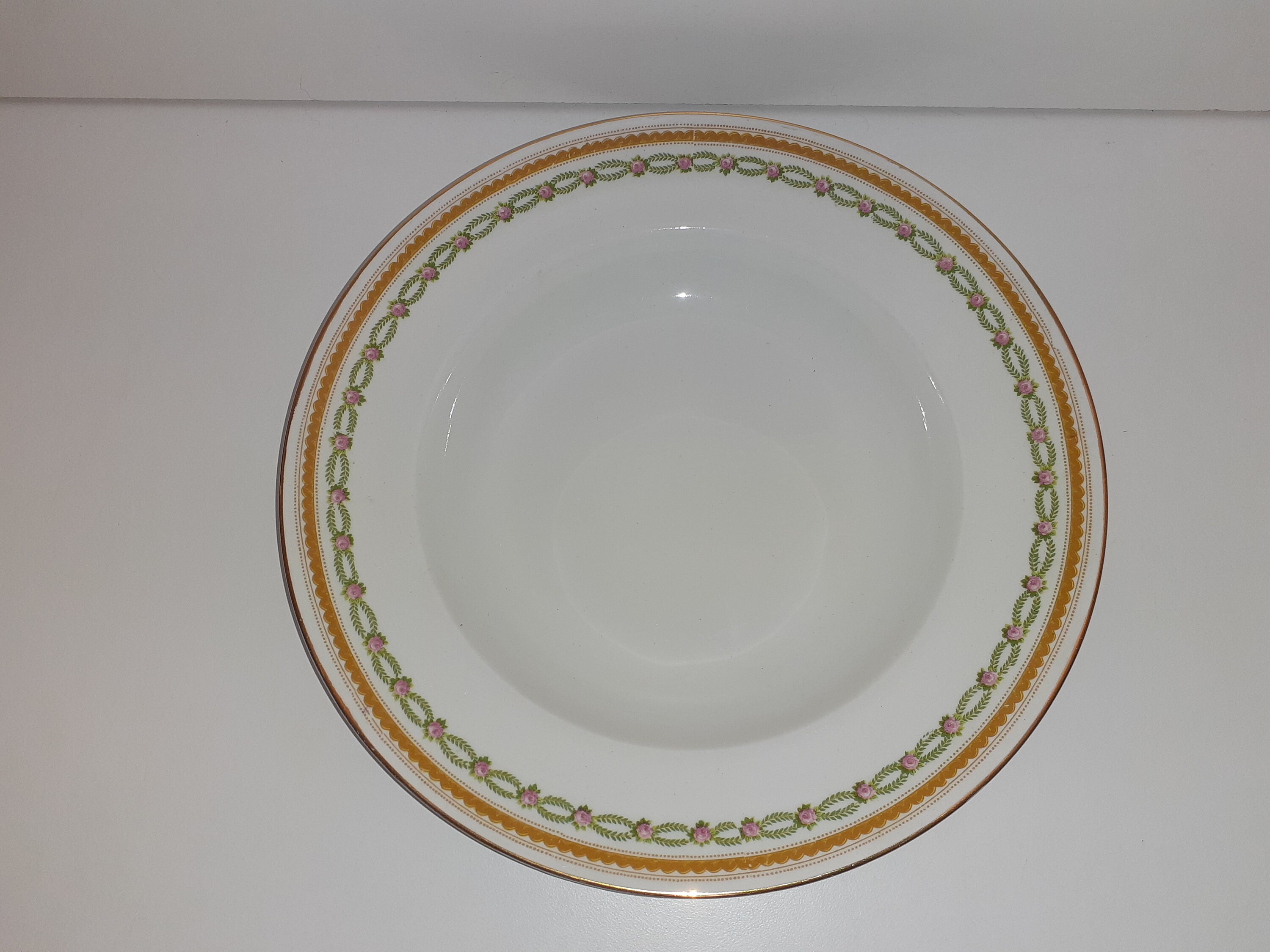 Vintage Alfred Meakin Floral Garland Pink Roses Pattern Soup Plate Gilt ...