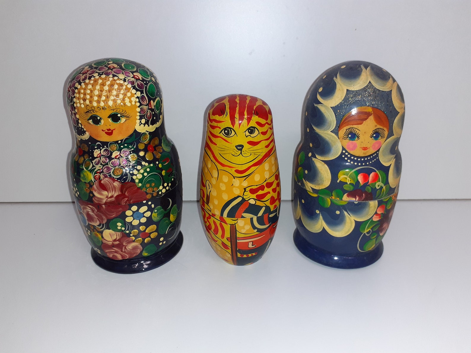 Vintage Collection of 3 Babushka Dolls Stacking Dolls Nesting | Etsy