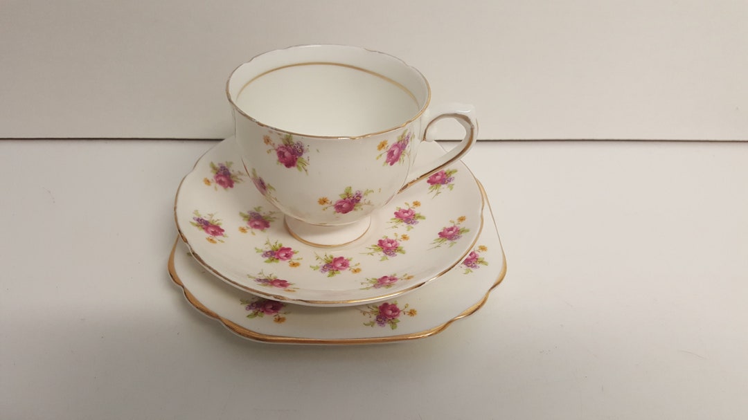 Vintage Fine Bone China Stanley Pattern 386/10 Roses Violas Trio Cup ...