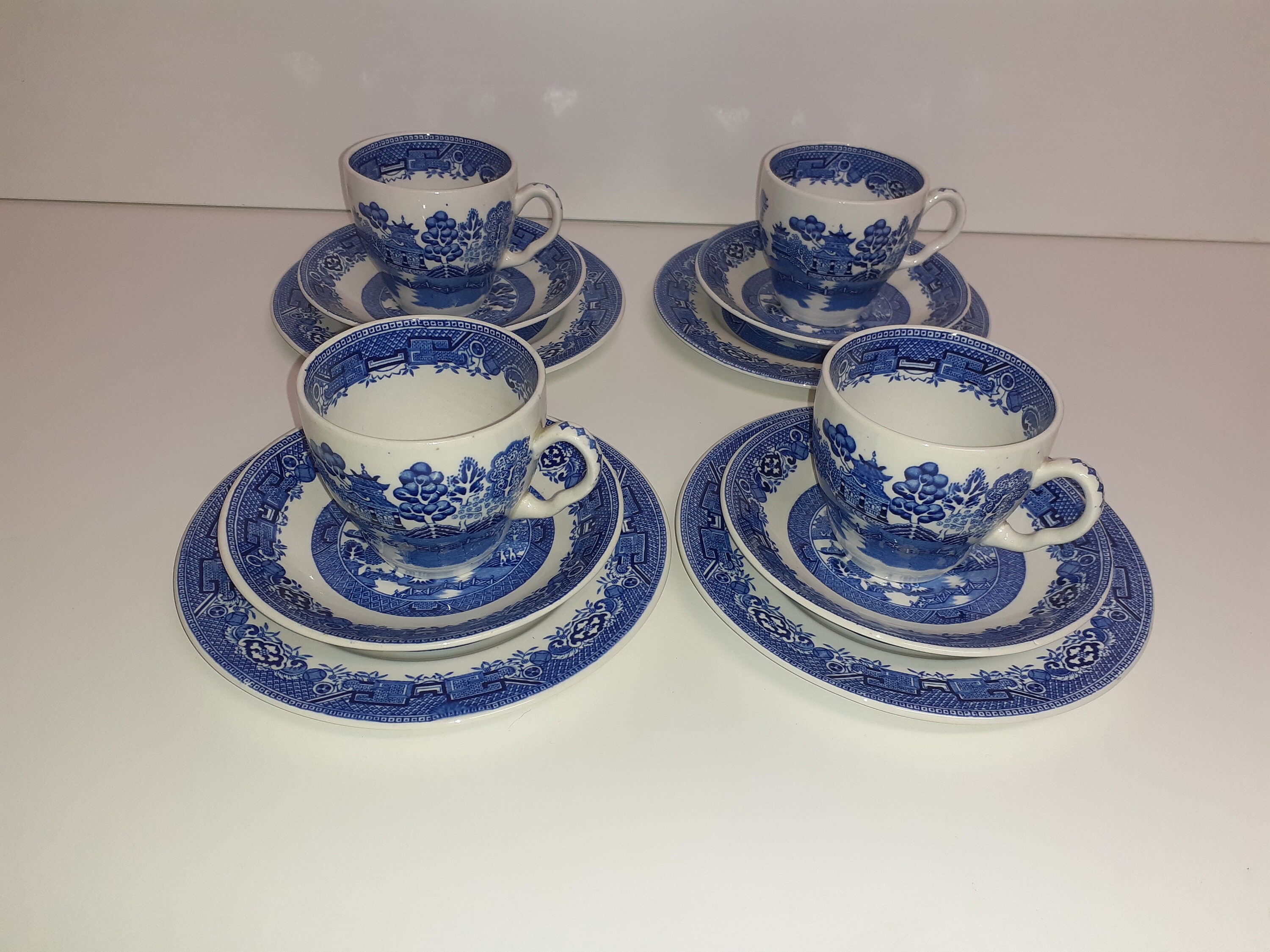 Vintage Ridgway Potteries Willow Pattern Set of 4 Trio's - Etsy