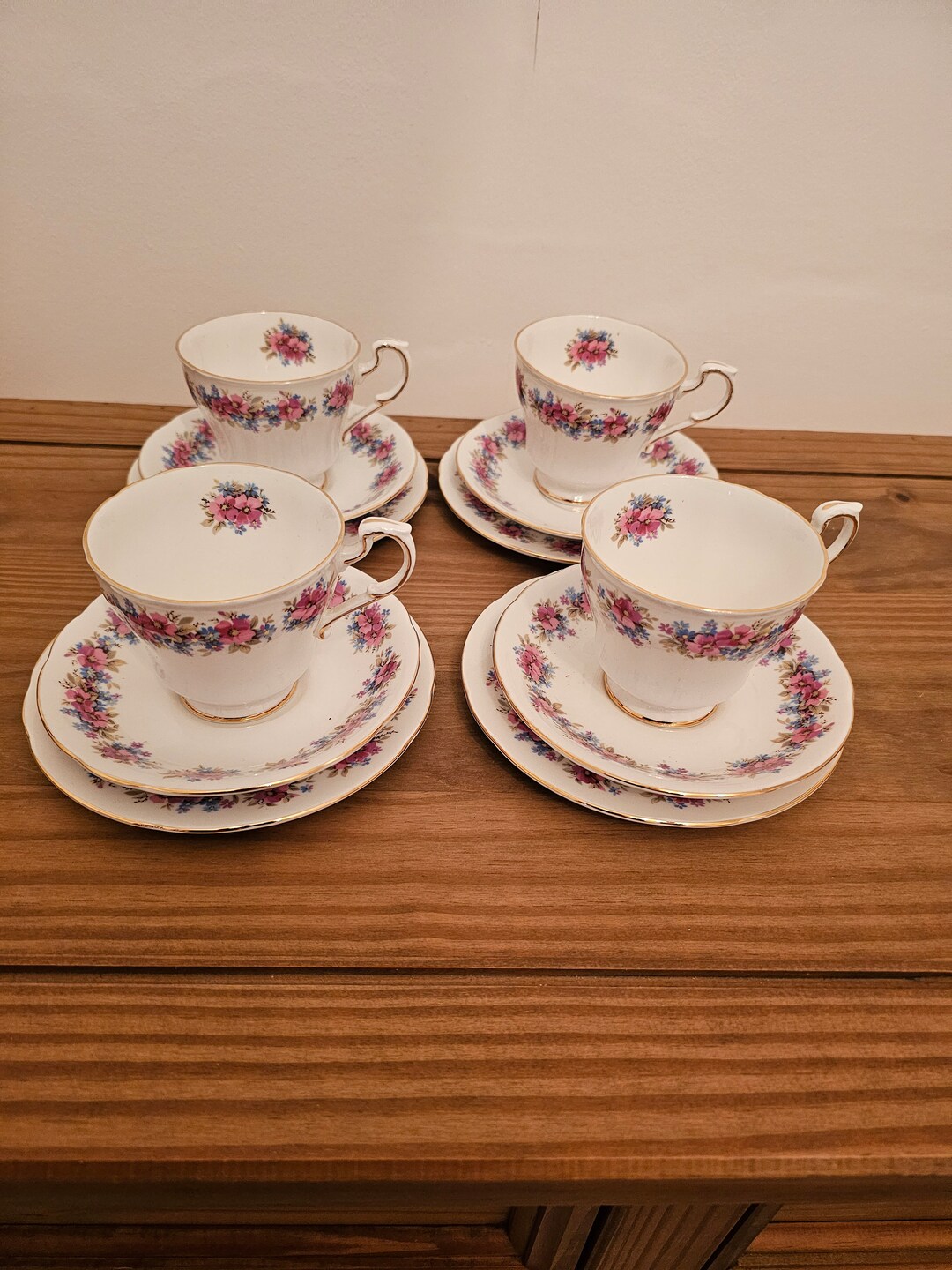 Vintage Royal Standard Bone China Masquerade Pattern Set of 4 Trio's ...