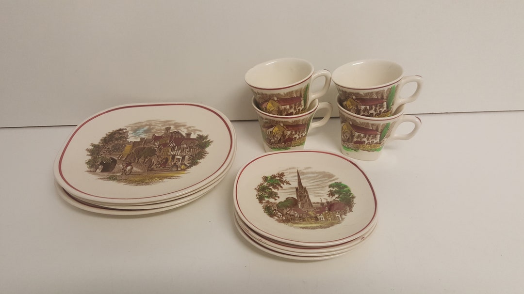 Antique J G Meakin Romantic England West Gate Herefordshire Weobley Set ...