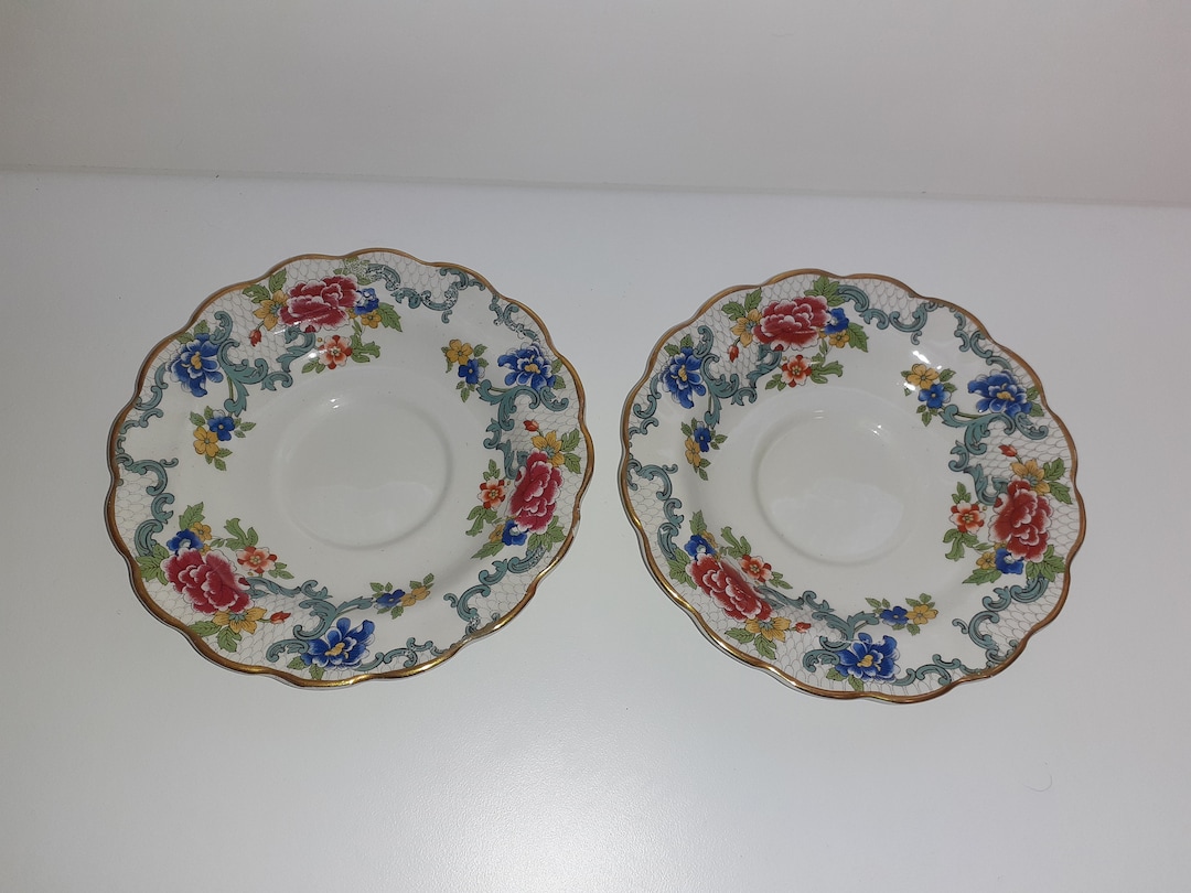 Vintage Booths Silicon China Floradora Pattern Set of 2 Saucers - Etsy