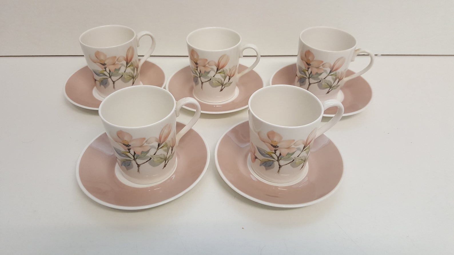 Vintage Royal Adderley Bone China Ophelia Pattern Set of 5 Coffee Cups ...