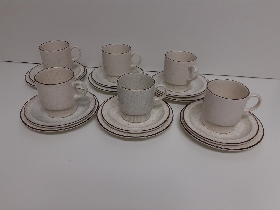 Poole Pottery Parkstone Pattern Set of 6 Trio's Cups Saucers and Tea ...