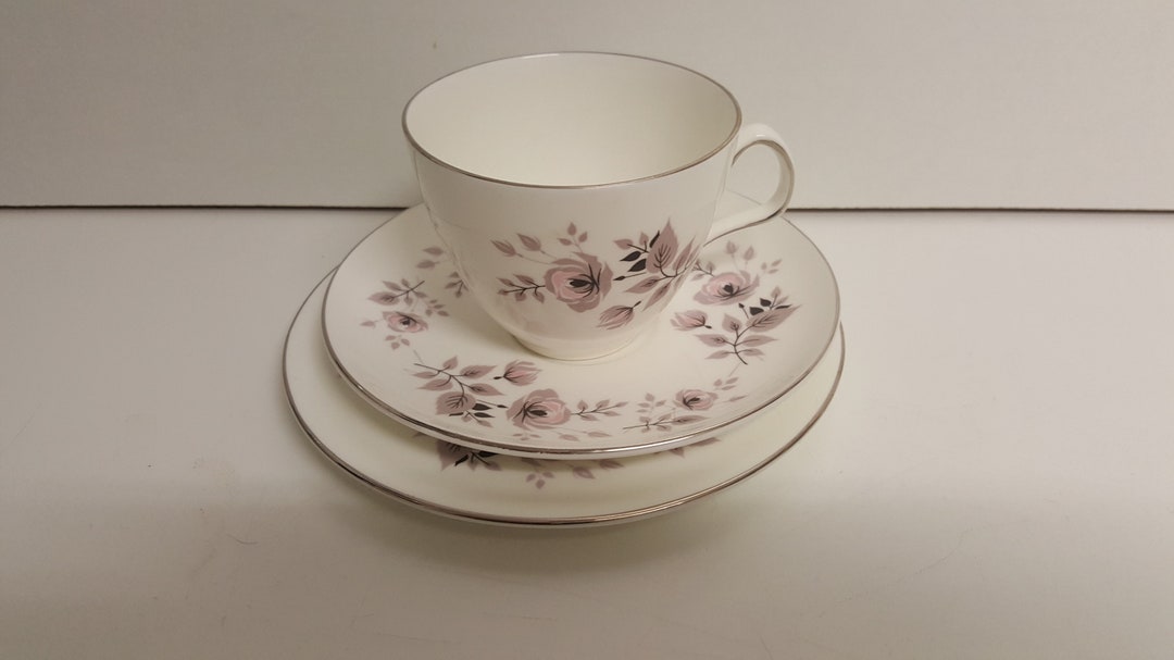 Vintage Foley China Moon Rose Pattern Trio Cup Saucer and Tea Plate - Etsy