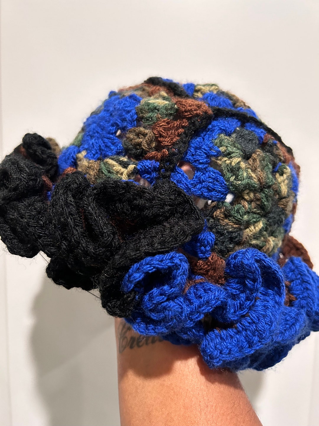 Crochet Ruffle Hat Ruffle Bae Club Colors Bucket Hat Handcrafted Crew ...