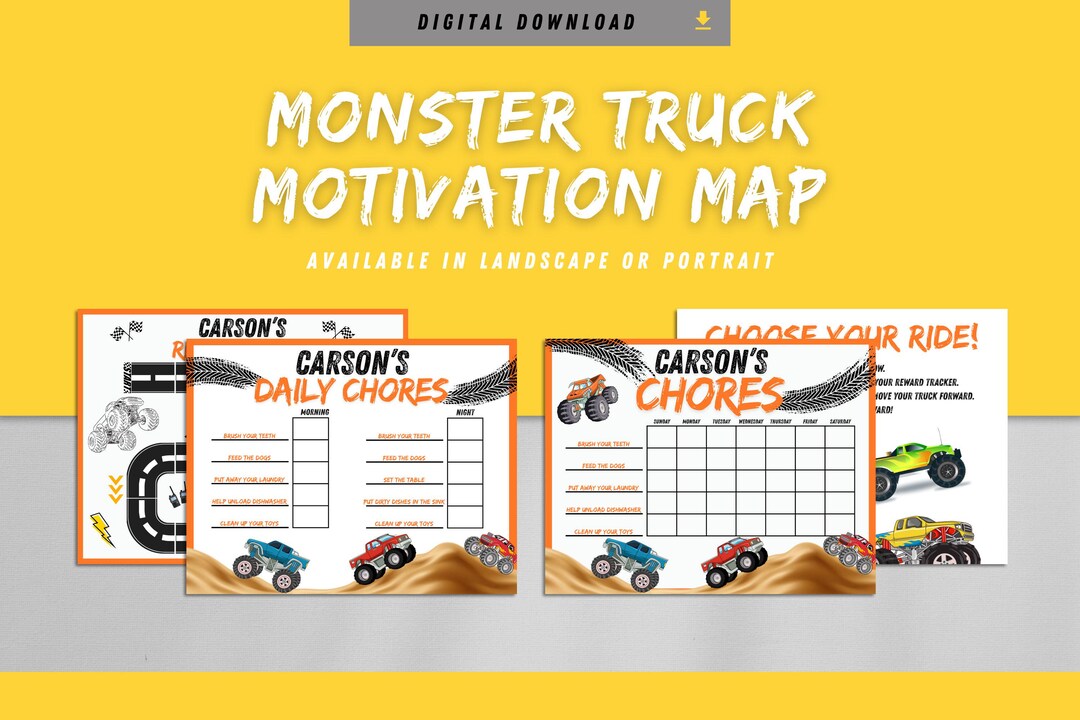 Monster Truck Chores Chart | Reward Chart | Personalized Chore Chart ...