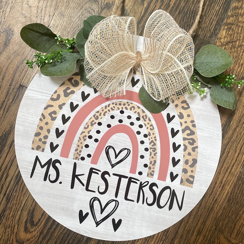 Rainbow Teacher Sign - Etsy