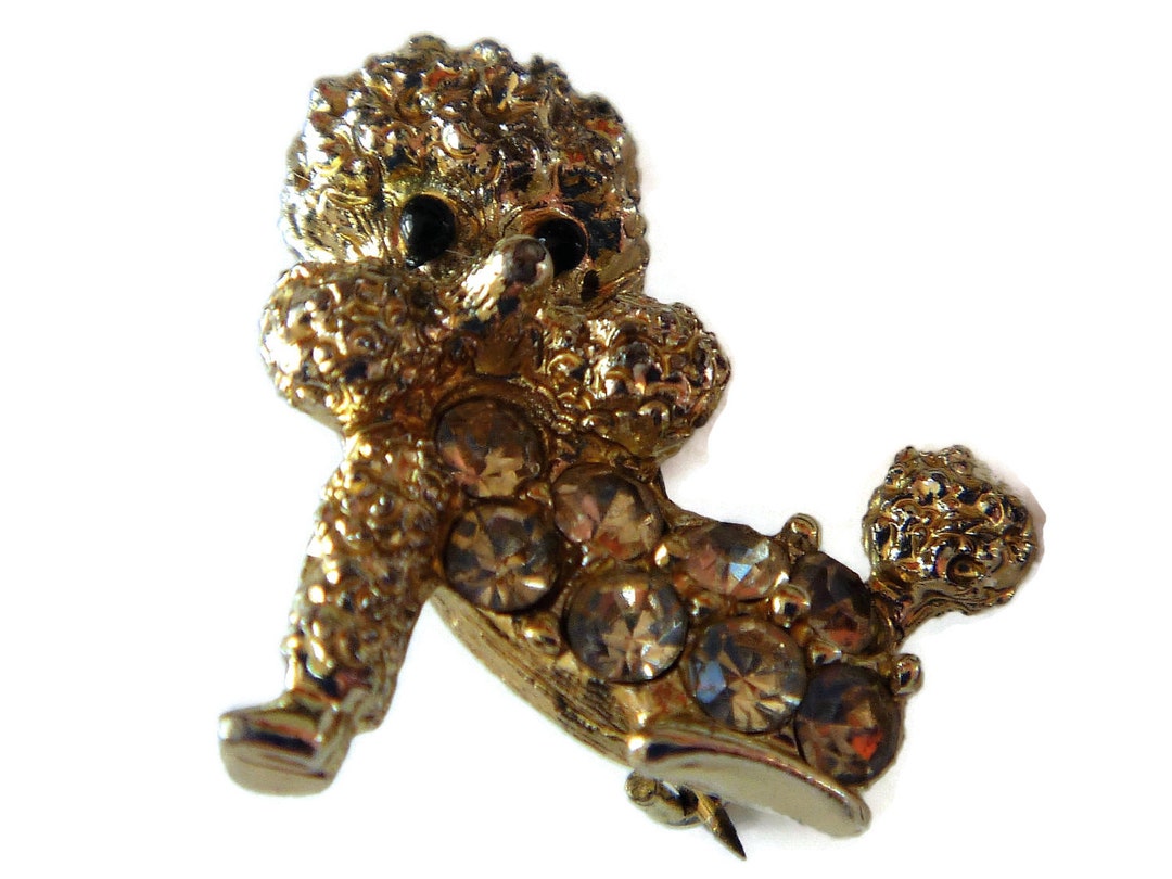 Vintage Nemo Rhinestone Poodle Pin Signed Dog Jewelry - Etsy