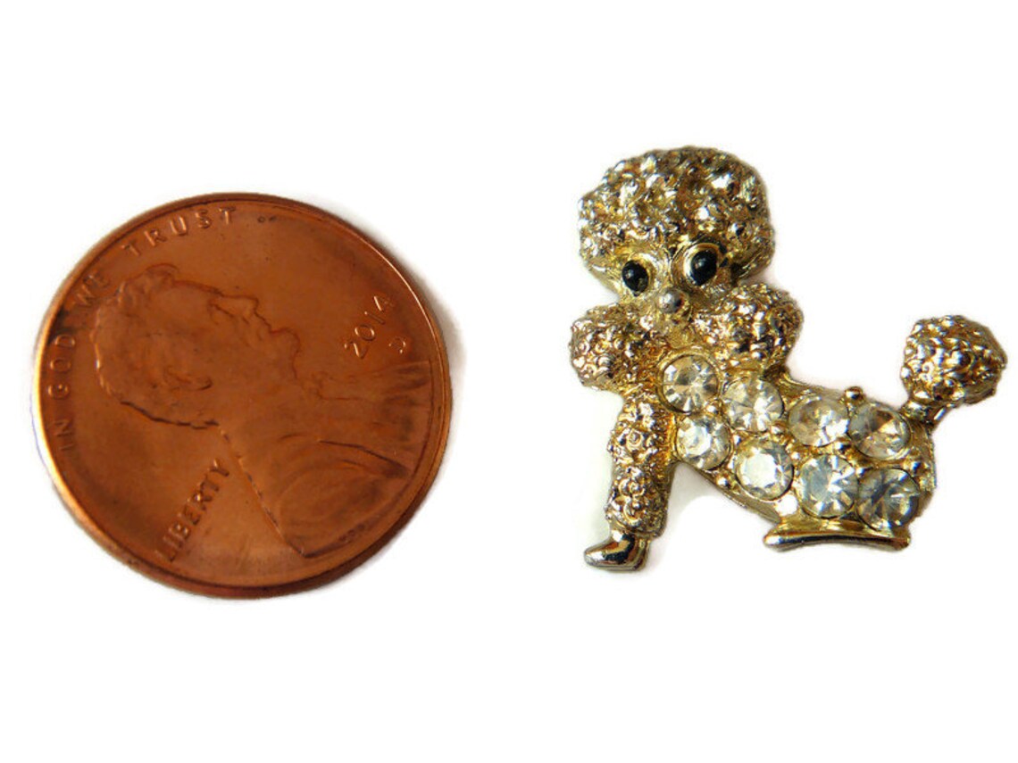 Vintage Nemo Rhinestone Poodle Pin Signed Dog Jewelry | Etsy