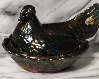 Carnival Glass Hen - Etsy