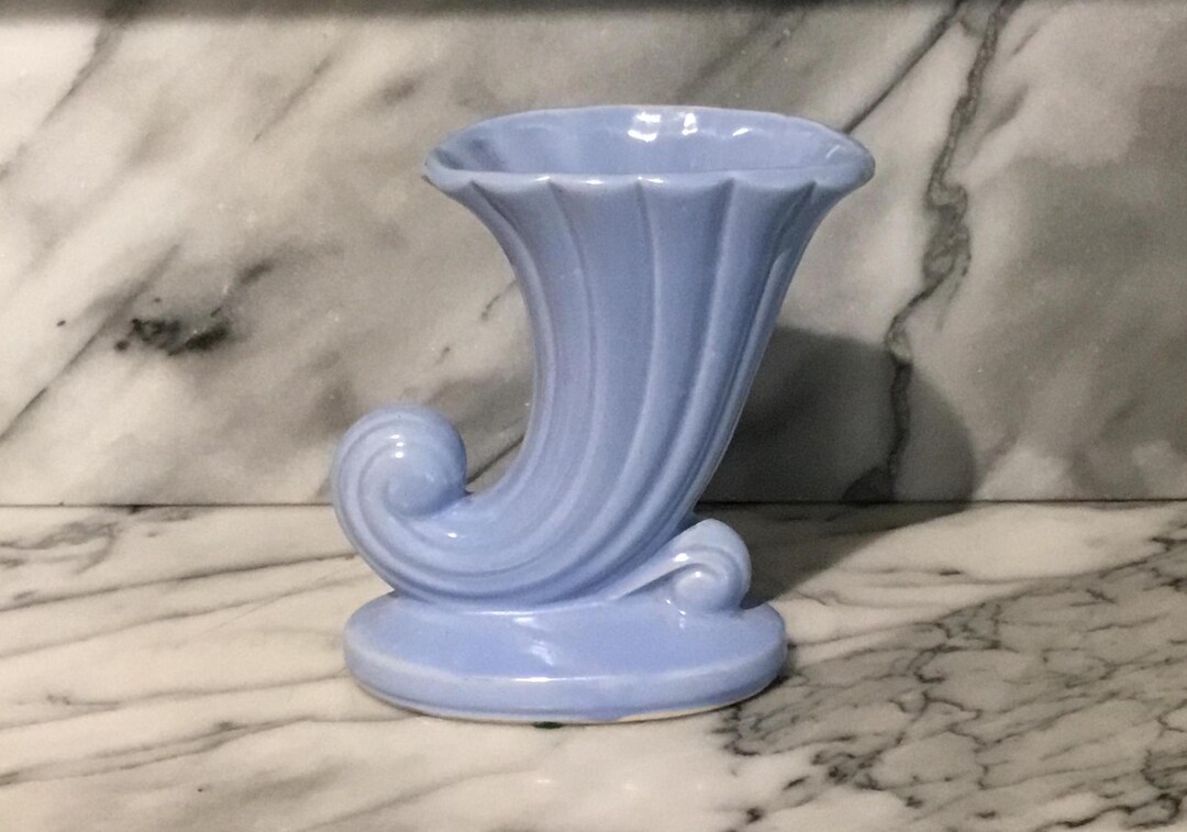 USA Vintage Light Blue Cornucopia Vase - Etsy