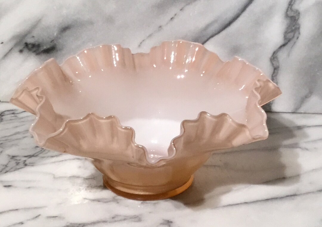 Fenton Pink Ruffled Edge Display Bowl/dish - Etsy