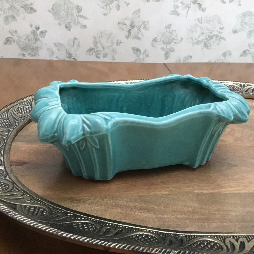 Vintage 1940’s Turquoise Mccoy Rectangular 9 Inch Planter - Etsy