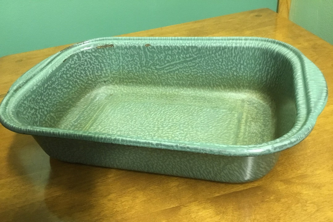 Green Graniteware Deep Dish Rectangular Pan - Etsy