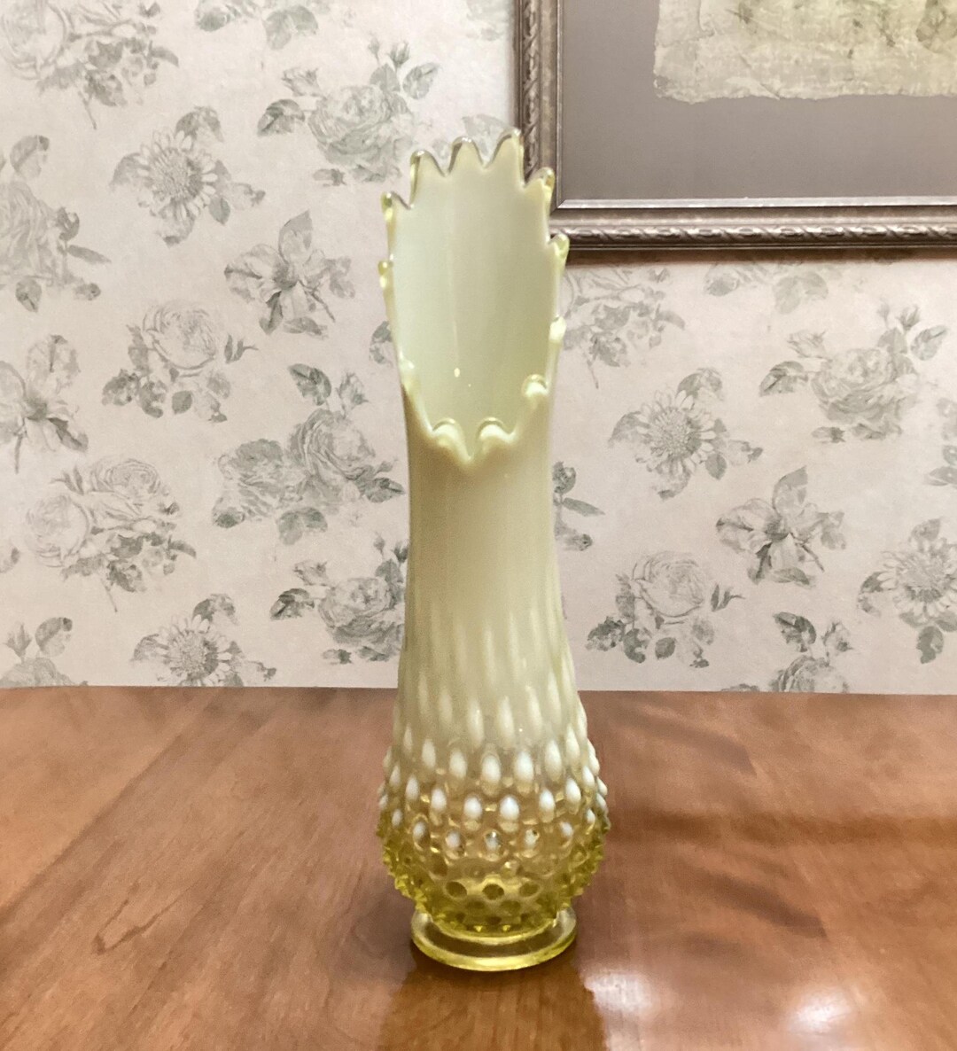 Fenton Swung Yellow 12 Inch Hobnail Vaseline Glass Vase - Etsy