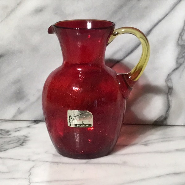 Pilgrim Crackle Glass Pitcher - Etsy