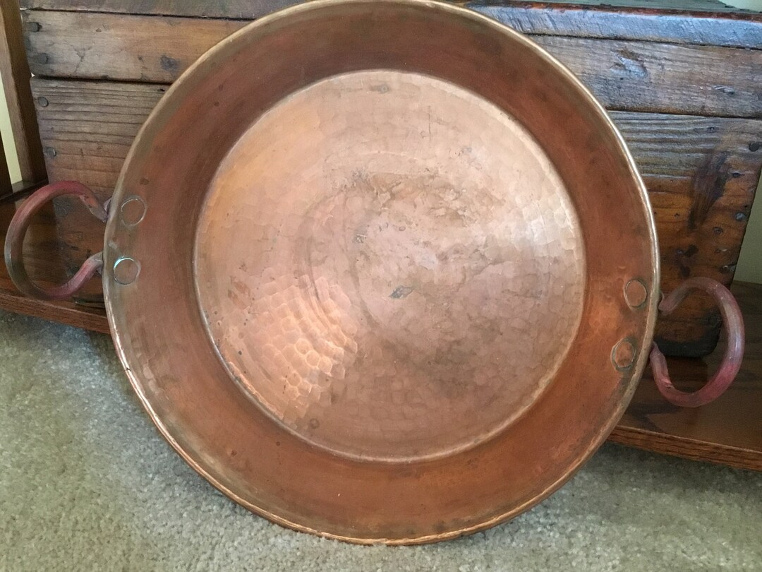 Antique LARGE Hammered Copper Hand Riveted Handled Pan - Etsy