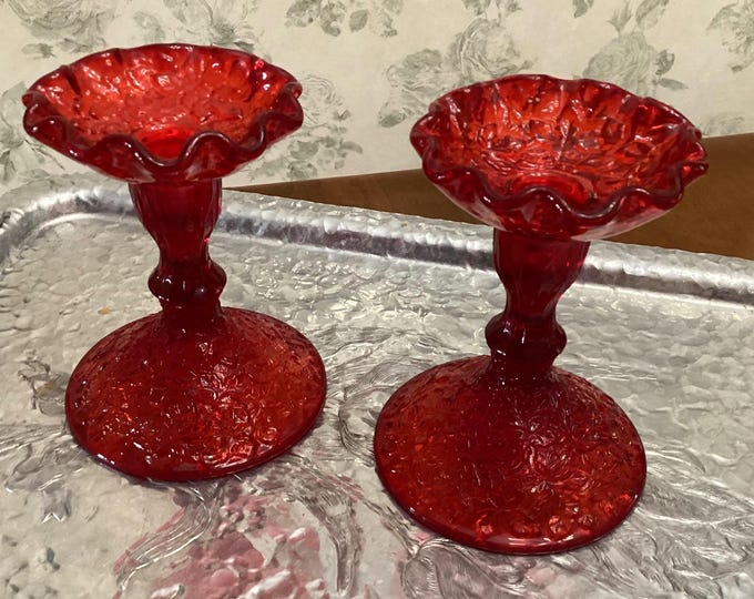 Vintage Rare Westmoreland Ruby Red / Maple Leaf / Christmas /holiday ...