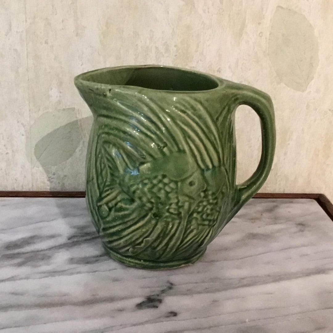 Vintage Mccoy Angel Fish Green Pottery Pitcher - Etsy
