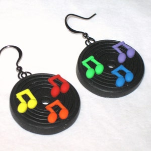 Record Earrings,rainbow Music Note Earrings,phonograph Record Earrings ...