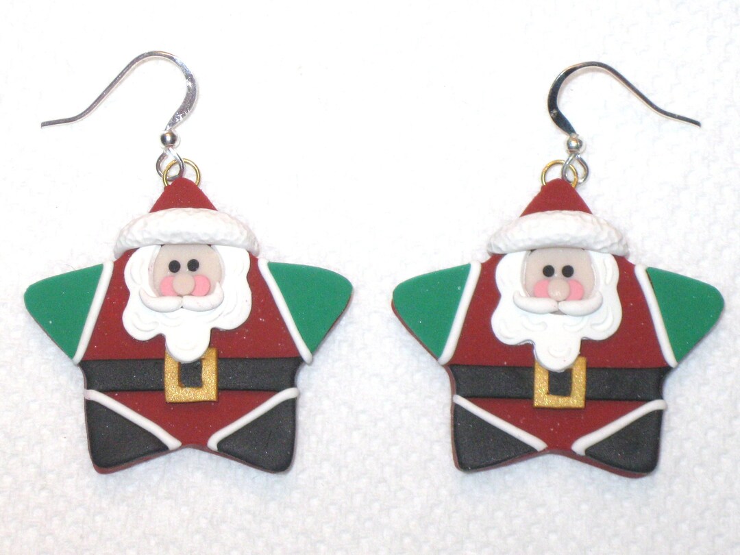 Santa Star Earrings,santa Earrings,star Earrings,christmas Earrings ...