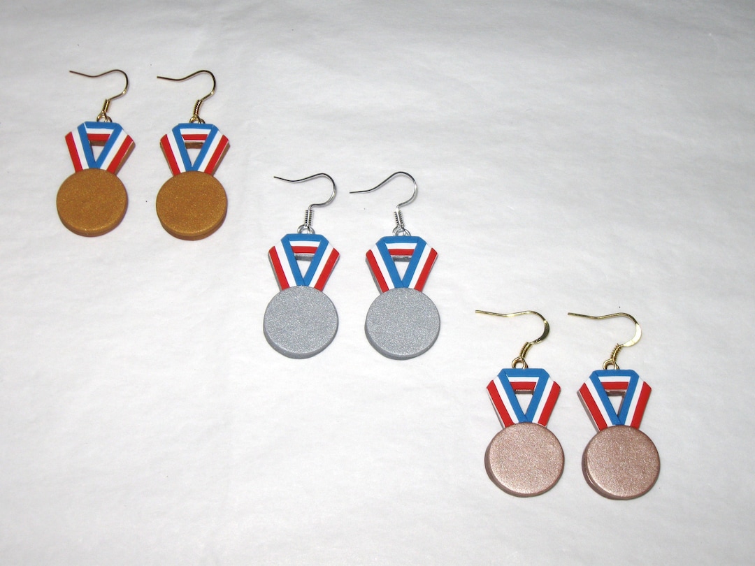 Olympic Medal Earrings,gold Medal Earrings,silver Medal Earrings,bronze ...