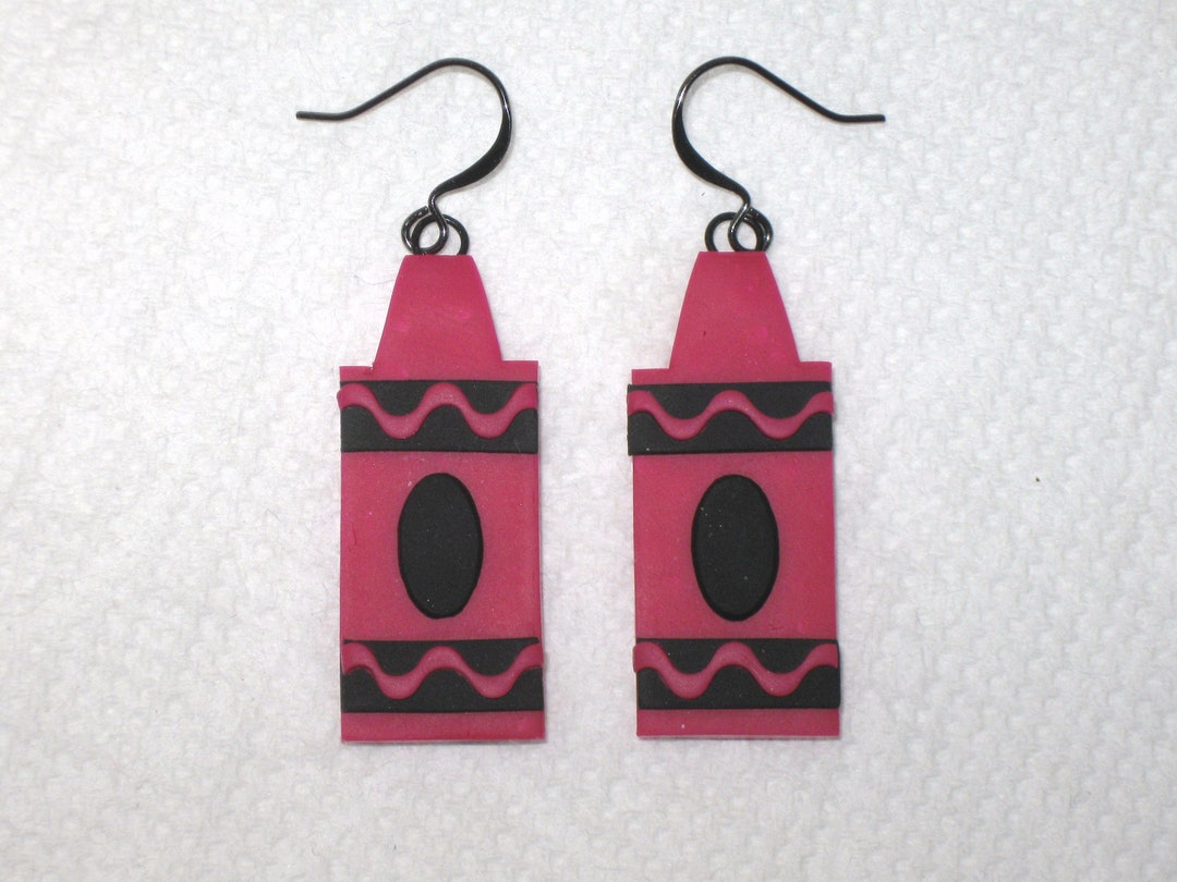 Magenta Crayon Earrings,crayon Earrings,school Earrings,teacher ...